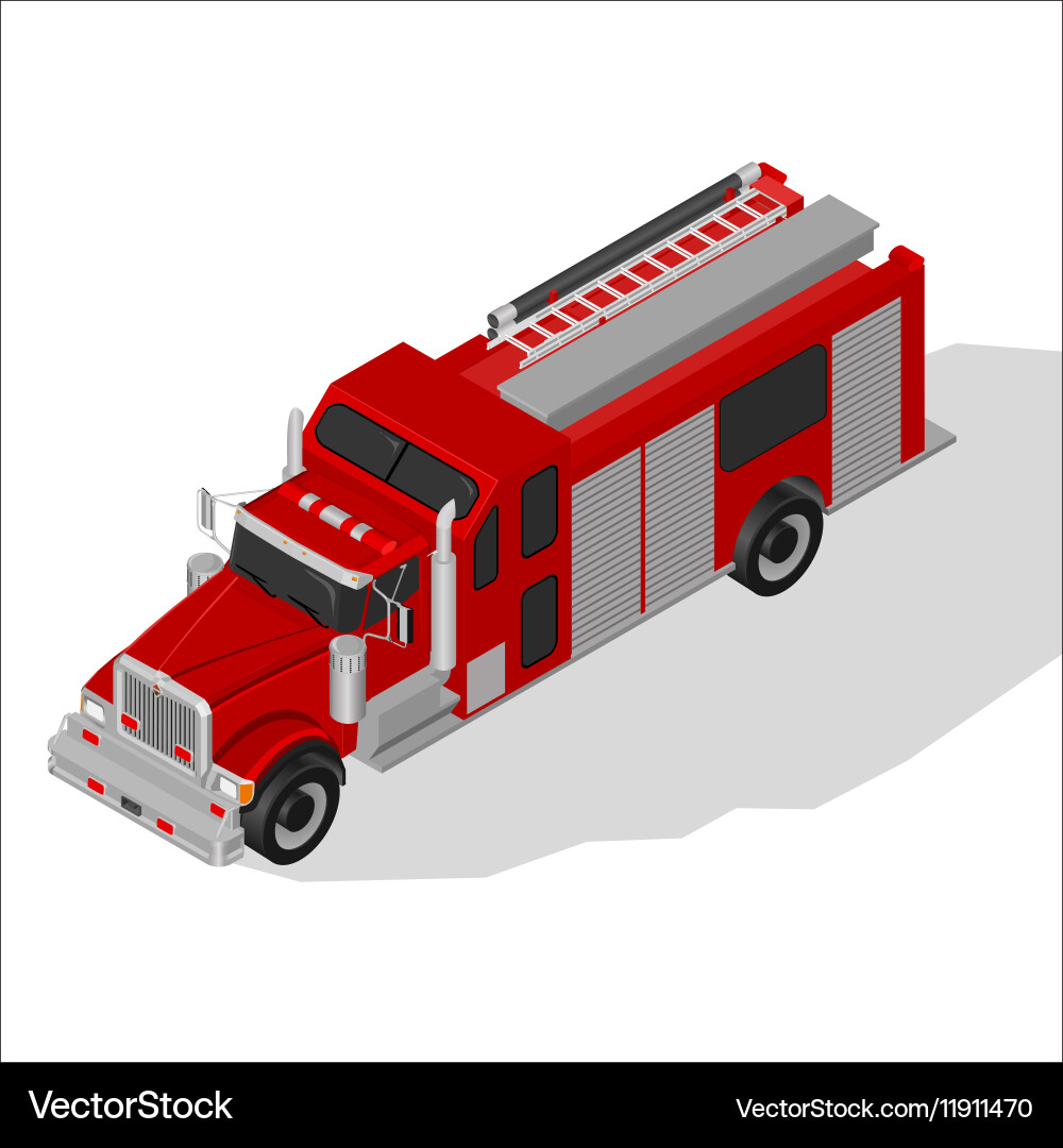 Isometric fire truck Royalty Free Vector Image