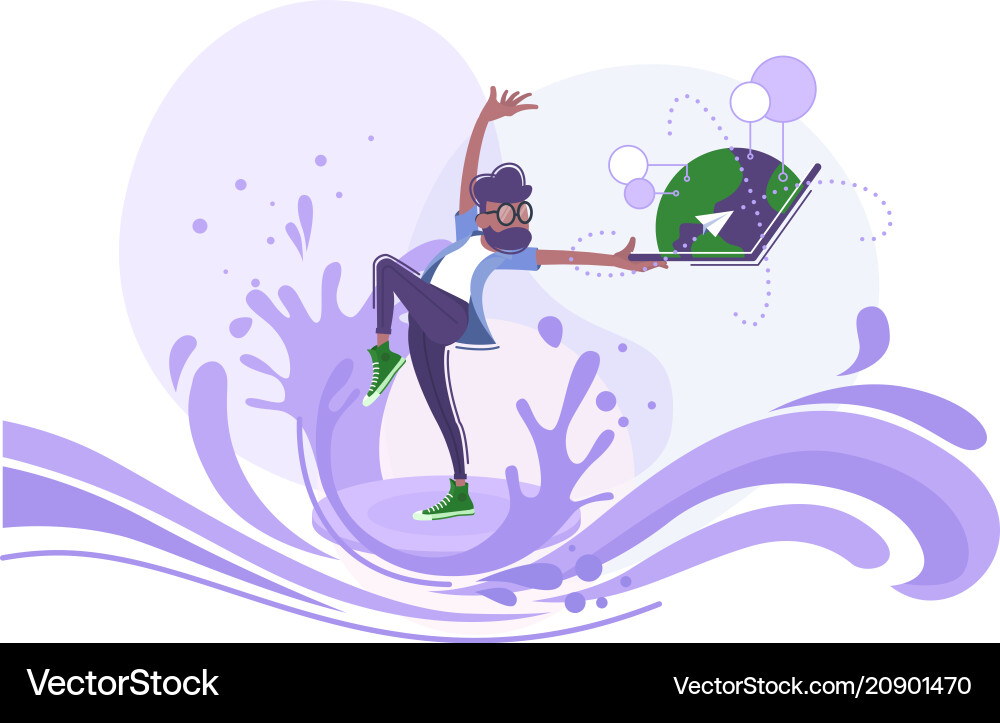 Man in information stream Royalty Free Vector Image