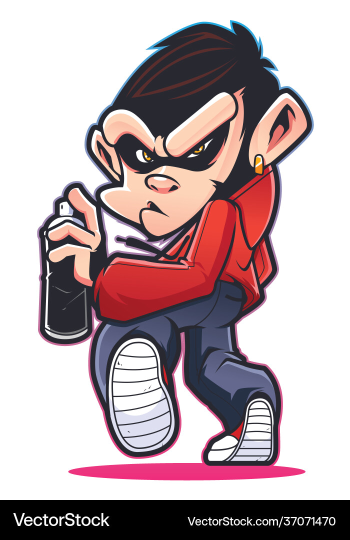 Monkey graffiti artist Royalty Free Vector Image