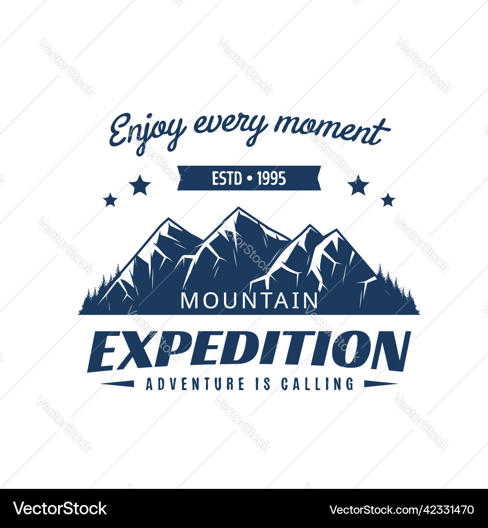 Mountain Expedition Emblem Royalty Free Vector Image