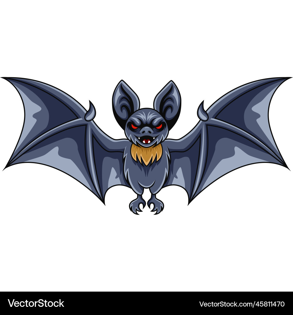Scary bat flying mascot character Royalty Free Vector Image