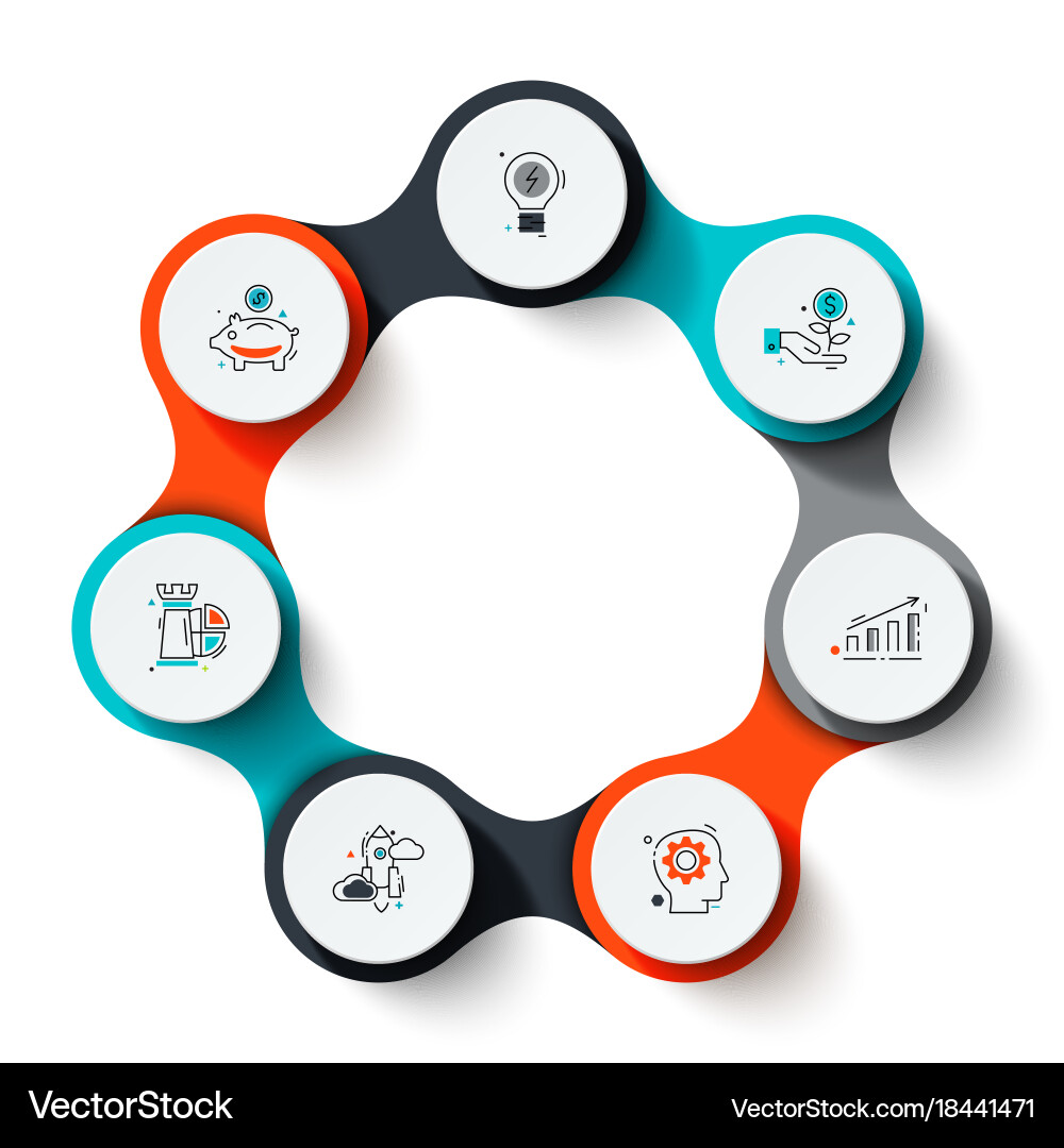 Abstract elements of cycle diagram with 7 steps Vector Image