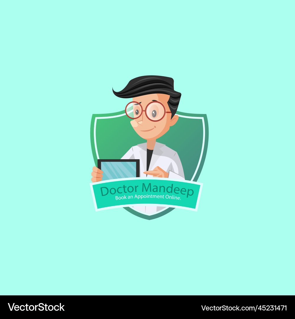 Book an appointment online mascot logo Royalty Free Vector