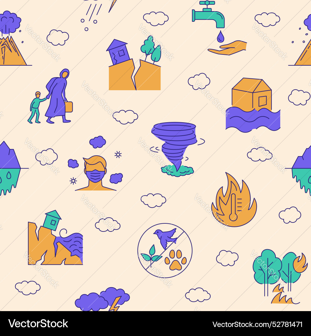 Climate change impact seamless pattern Royalty Free Vector