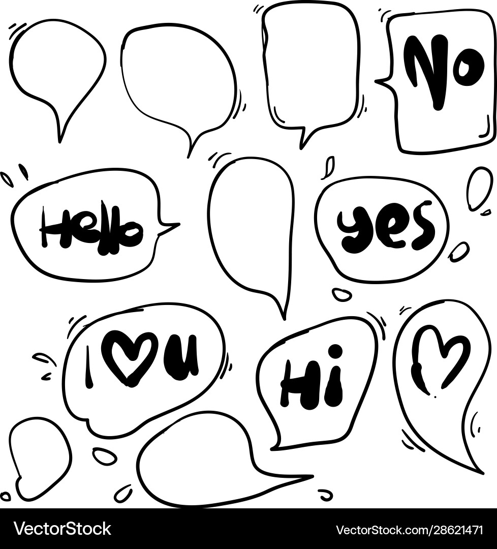 Cute speech bubble with text doodle handdrawn Vector Image
