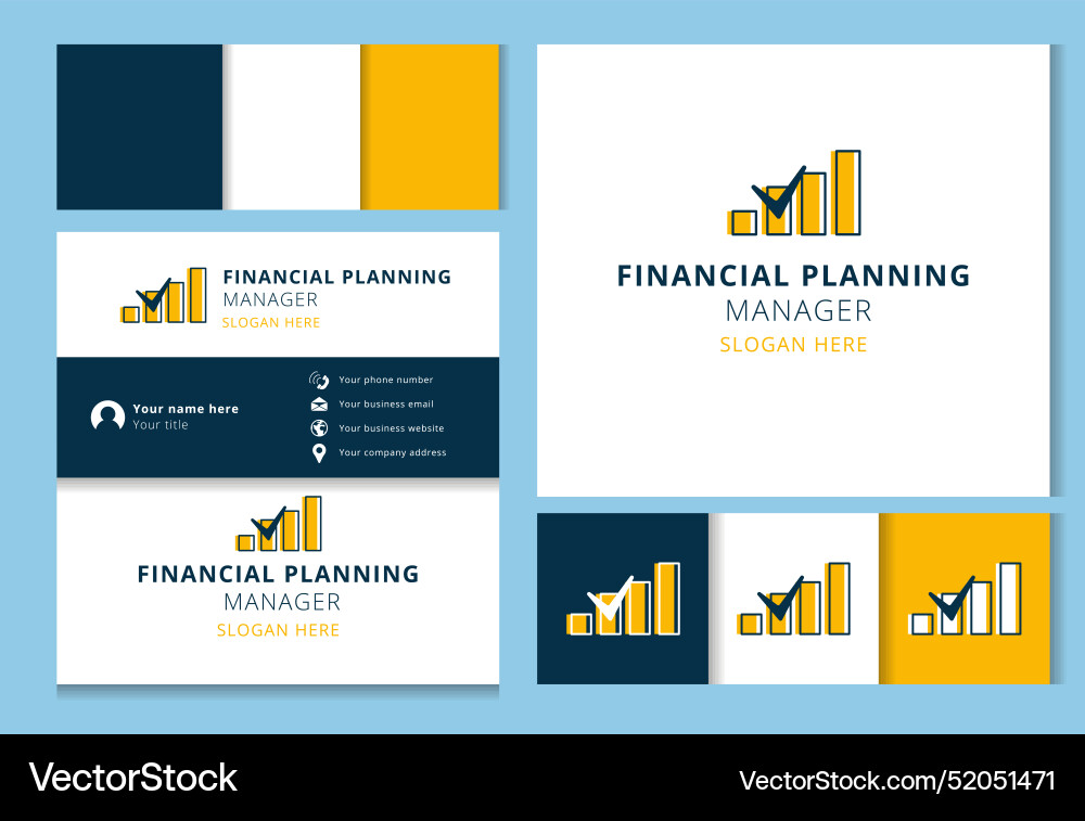 Financial planning manager business card design Vector Image