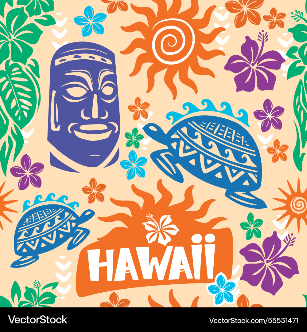 Hawaiian seamless pattern Royalty Free Vector Image