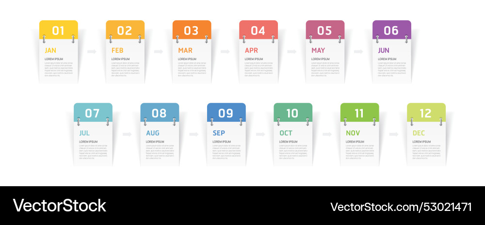 Infographic template for business 12 months Vector Image
