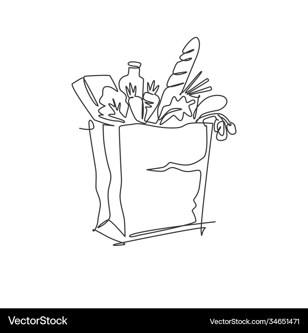 One continuous line drawing fresh delicious Vector Image