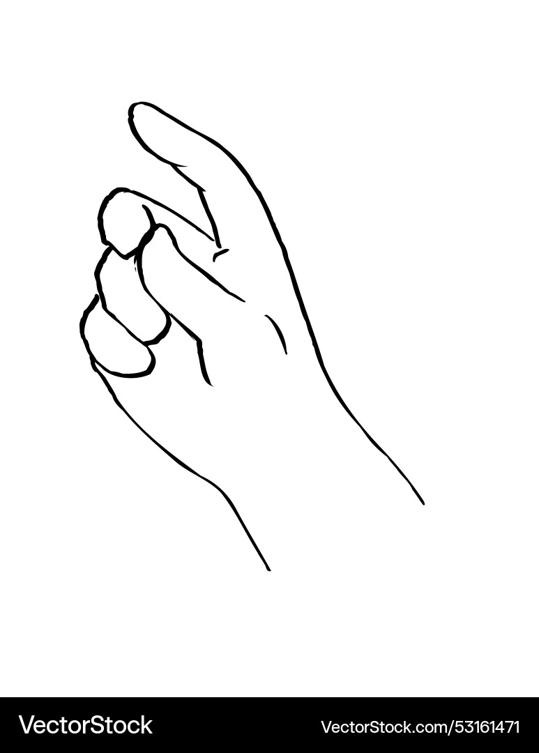 Right hand finger snapping line drawing Royalty Free Vector