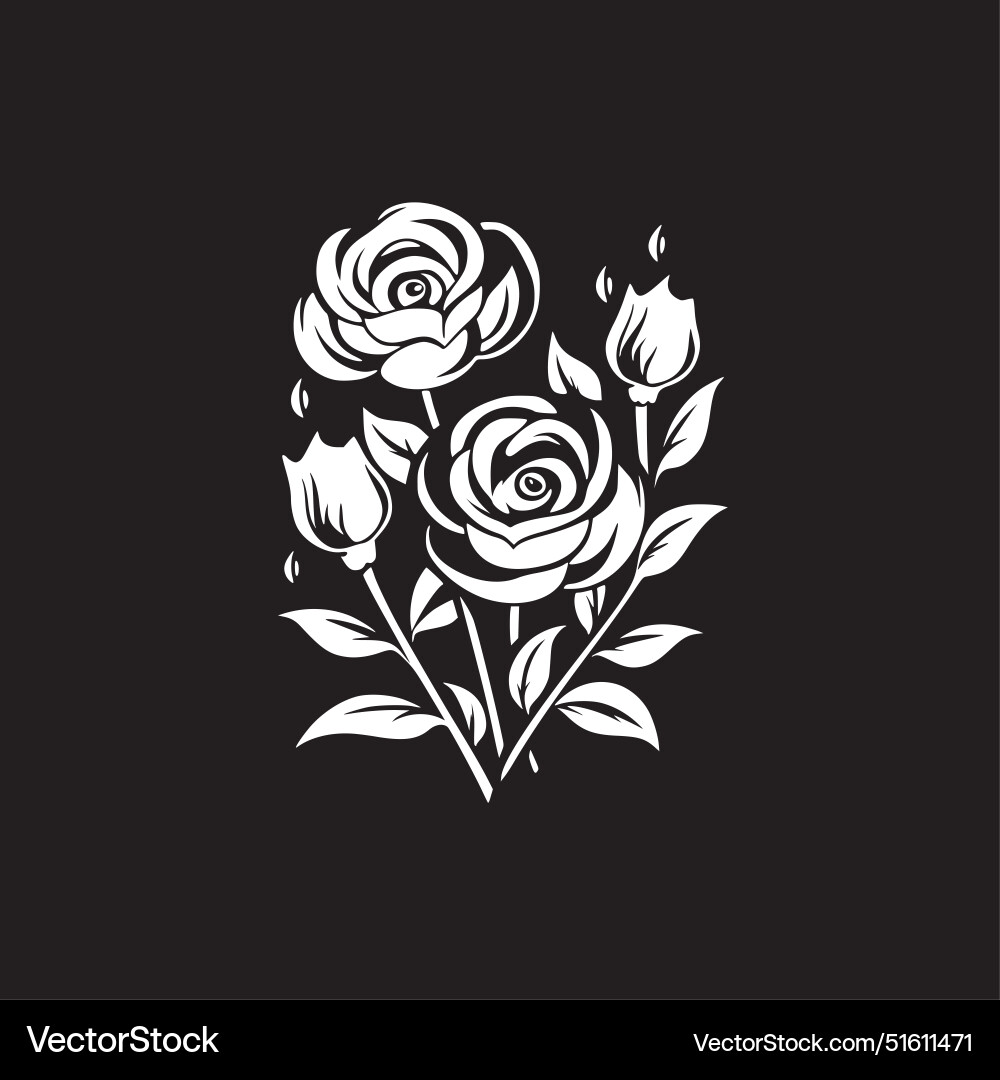 Roses - black and white isolated icon Royalty Free Vector
