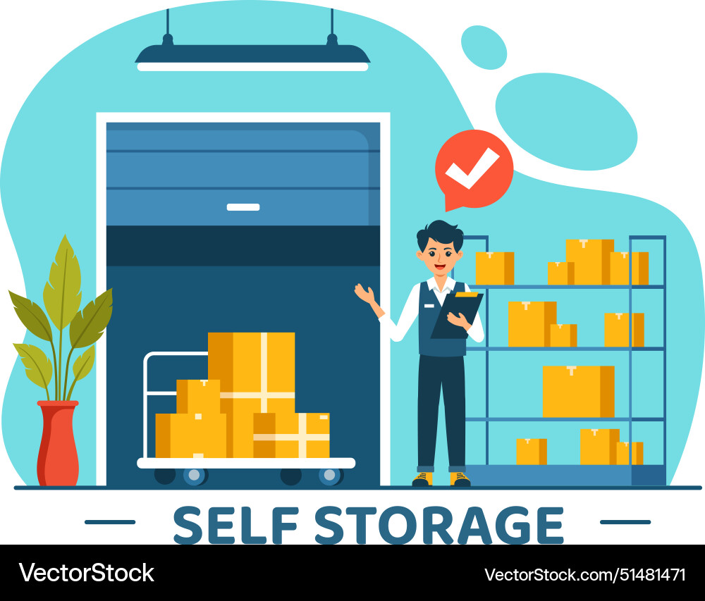 Self storage featuring cardboard boxes filled Vector Image