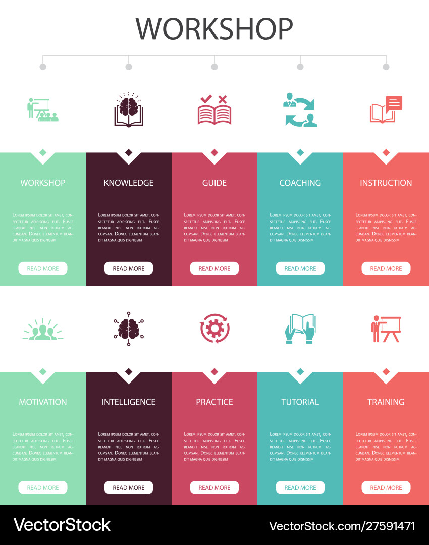 Workshop Infografik 10 Option ui design Lizenzfreier Vektor