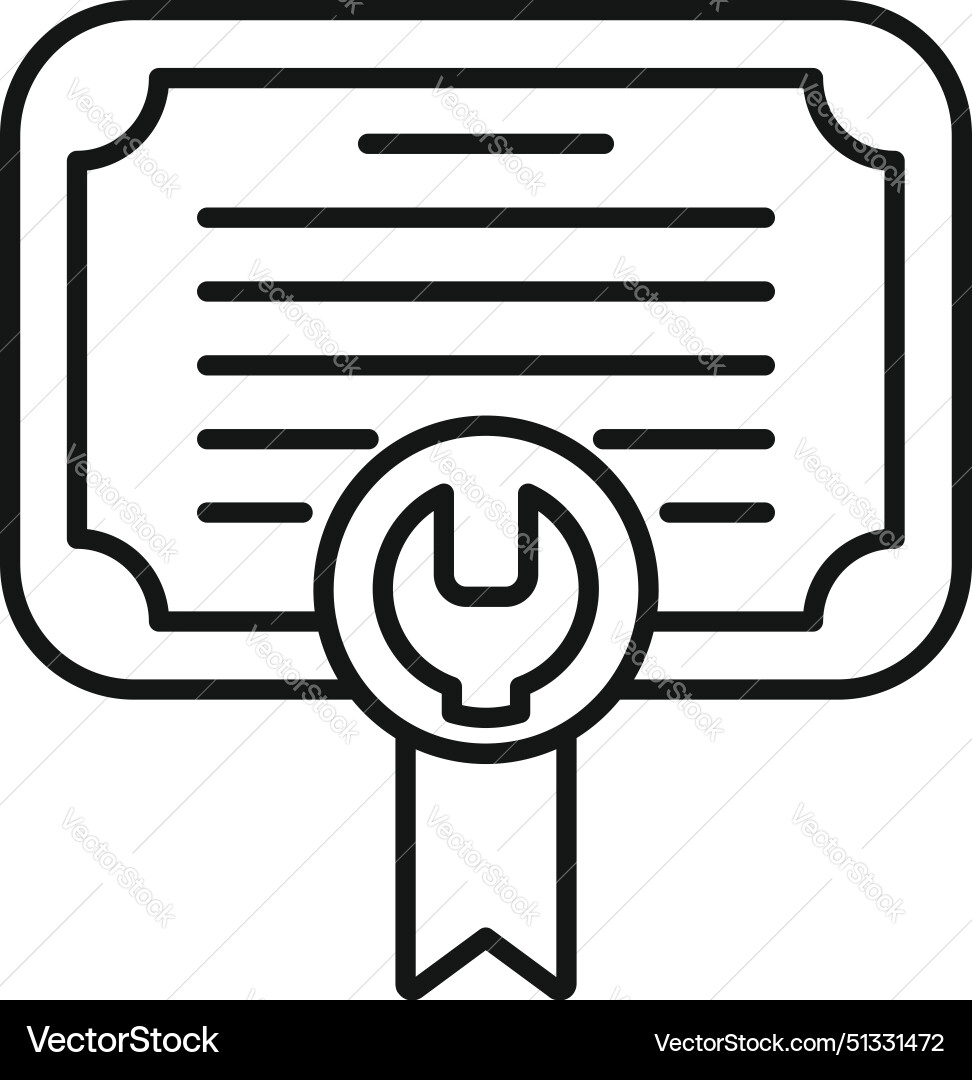 Certified technician badge line icon Royalty Free Vector