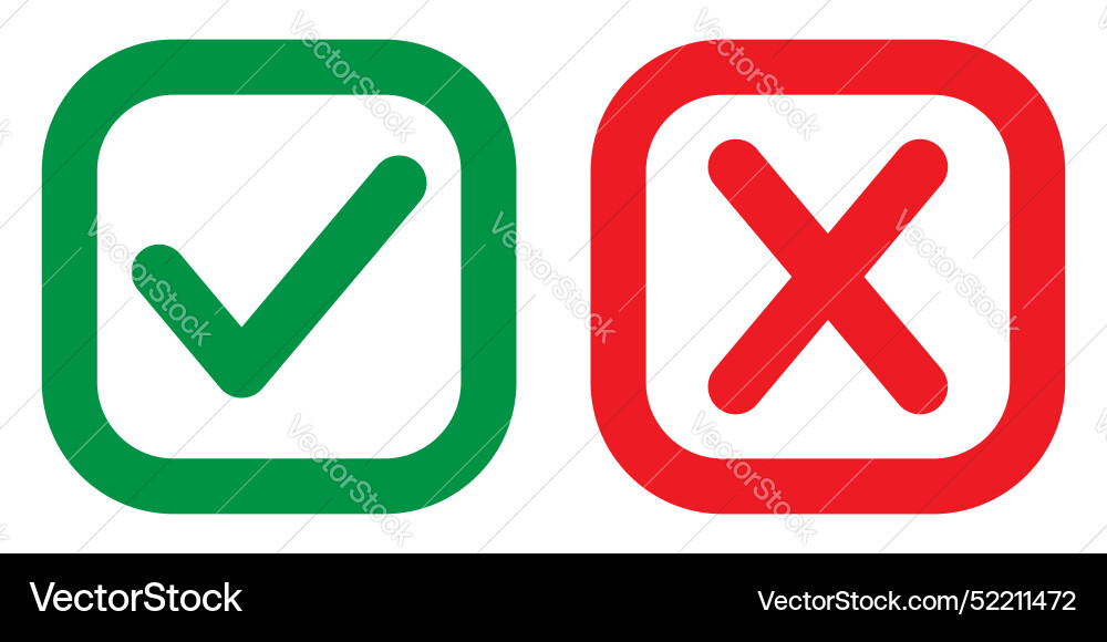 Check mark icon and x symbol Royalty Free Vector Image