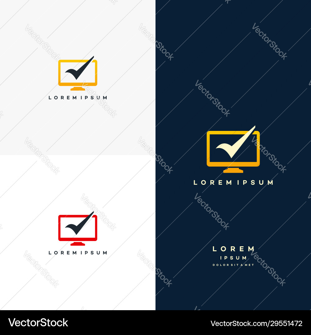 Computer check logo symbol Royalty Free Vector Image