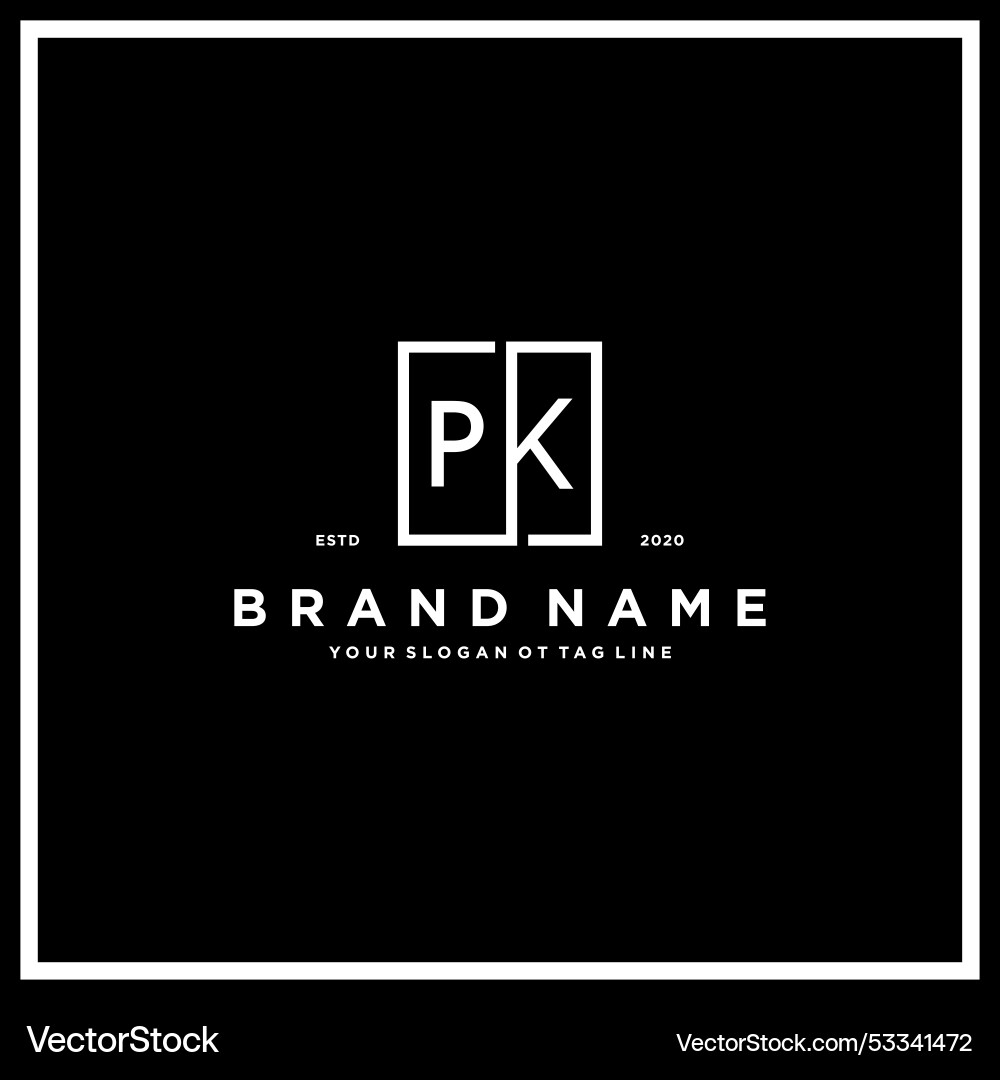 Creative letter pk square logo design concept Vector Image