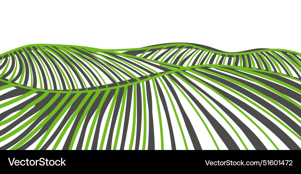 Farm field landscape on small hills furrows Vector Image