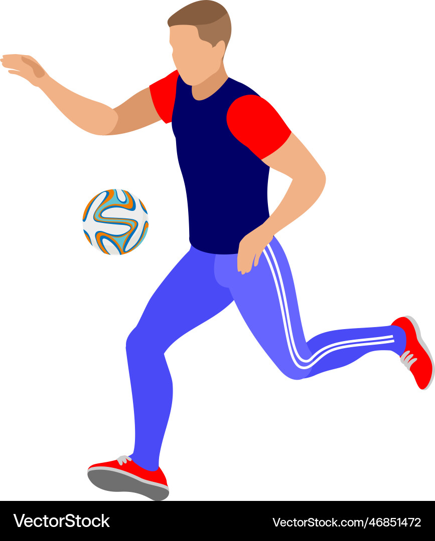 Isometric Footballer in Action Royalty Free Vector Image