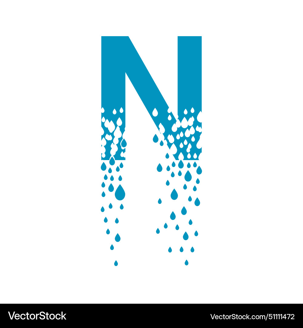 Letter n dissolves into droplets drops of liquid Vector Image