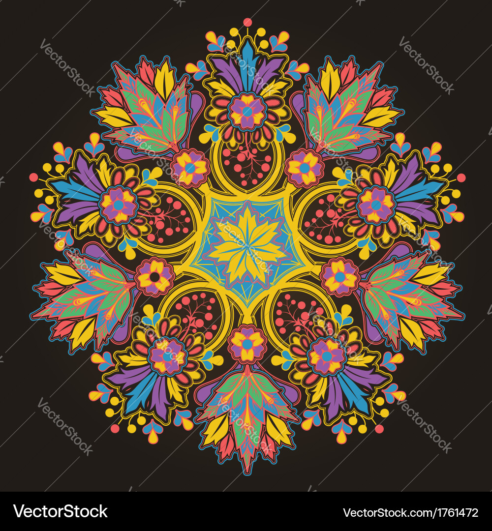 Radial geometric floral pattern Royalty Free Vector Image
