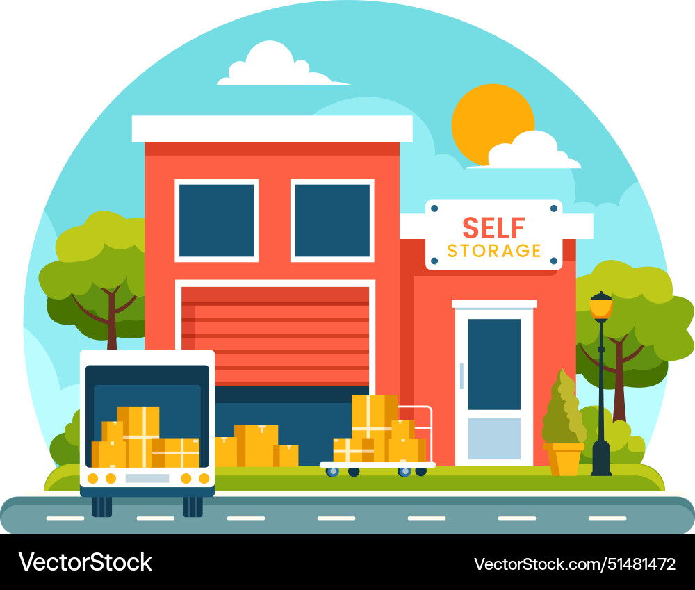 Self storage featuring cardboard boxes filled Vector Image
