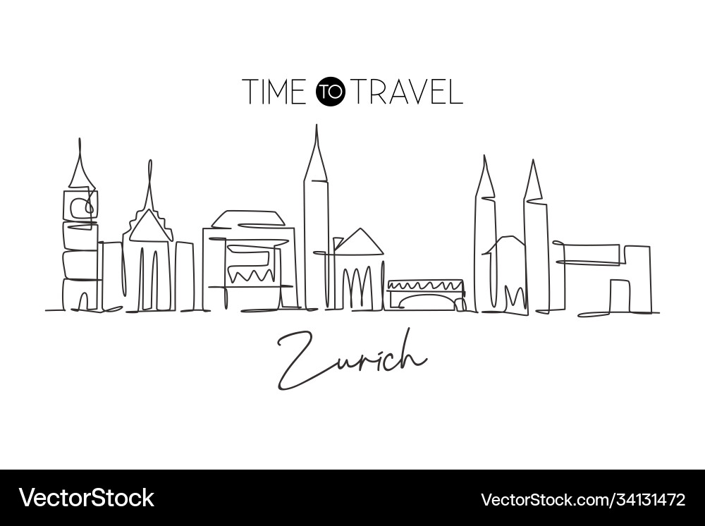 Einzelne kontinuierliche Linie Zeichnung zurich Stadt