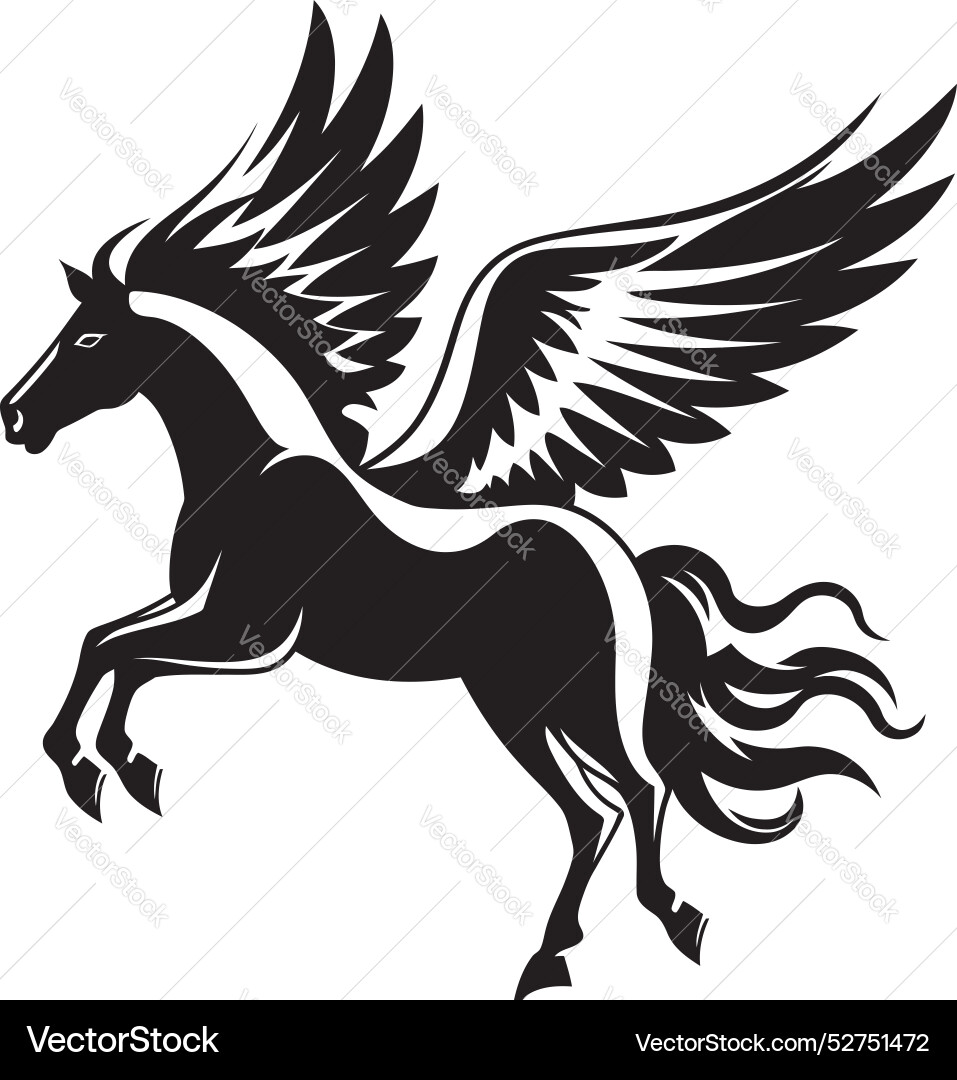Skyborne steed pegasus icon emblem winged wonder Vector Image