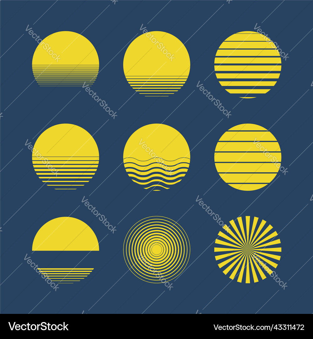Sun shapes set Royalty Free Vector Image - VectorStock