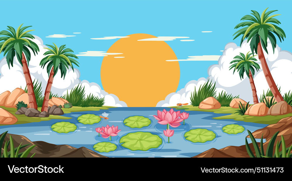 A serene tropical landscape Royalty Free Vector Image