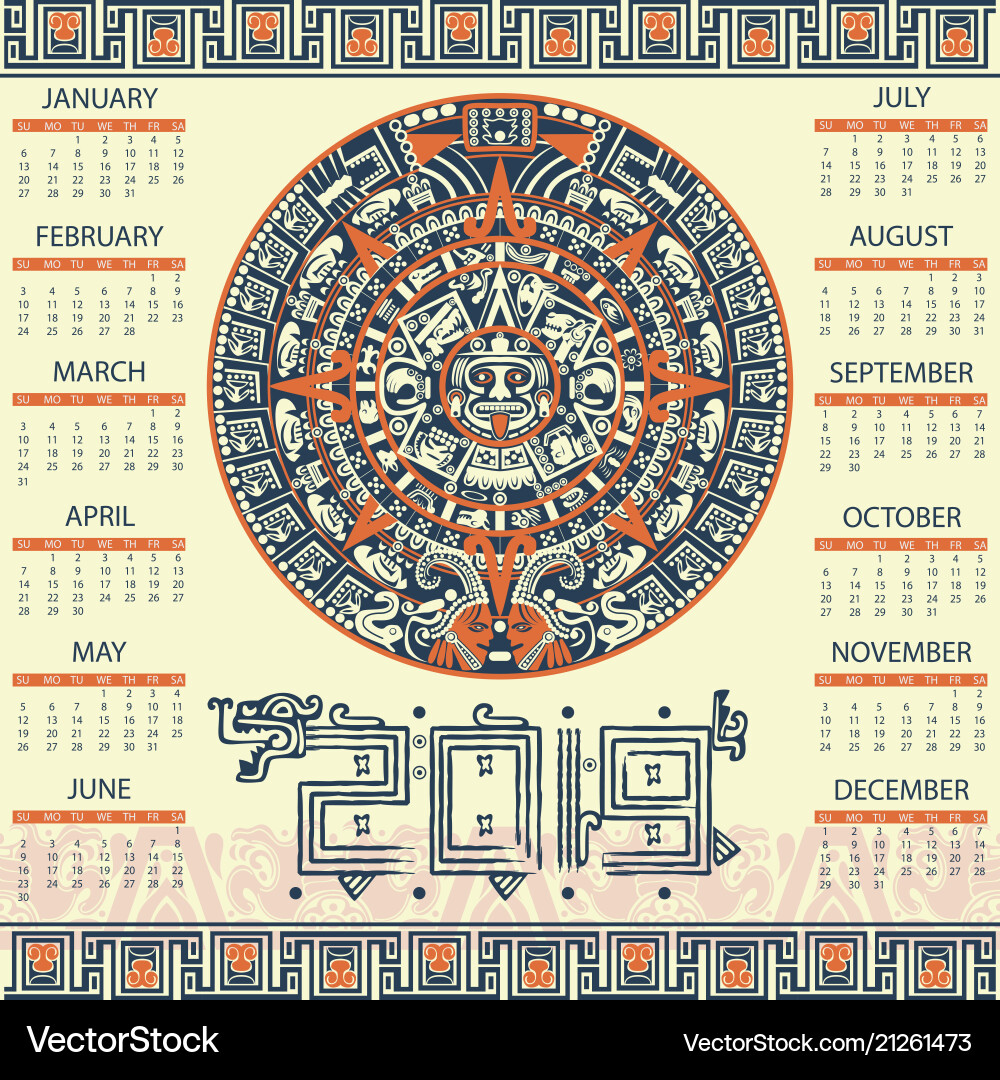 Aztec calendar 2019 Royalty Free Vector Image - VectorStock