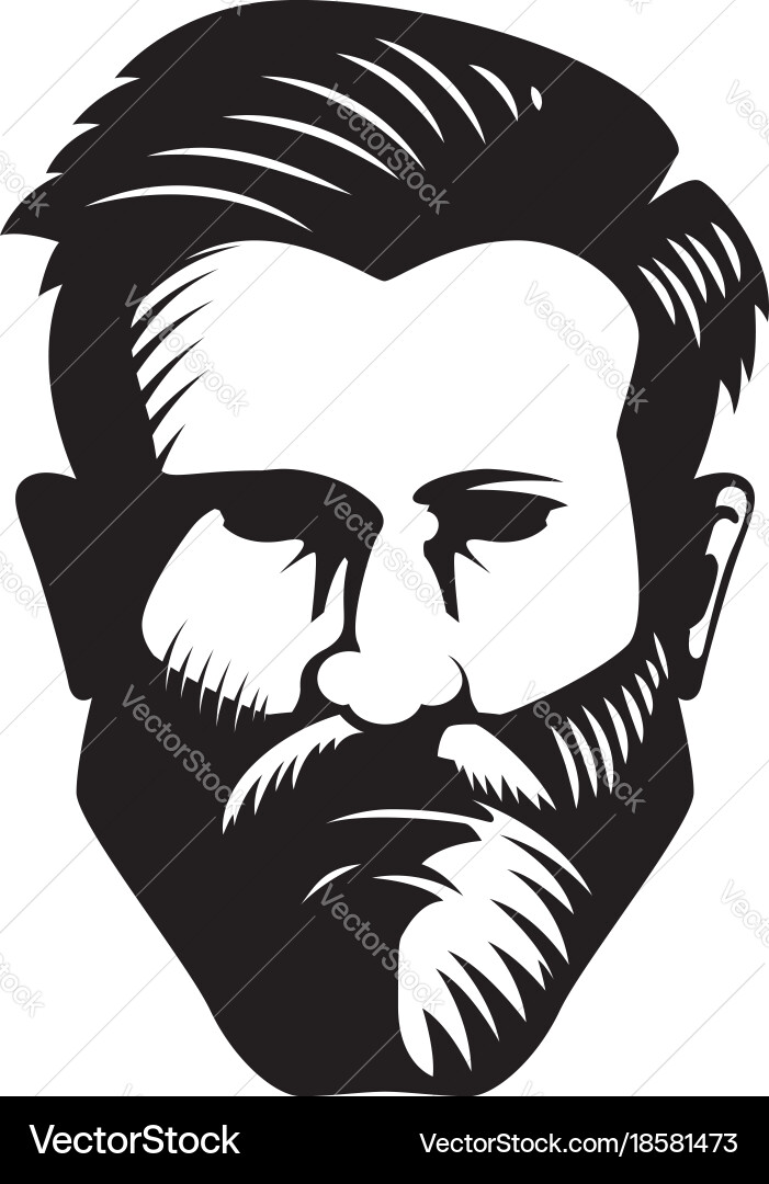 Bearded man head isolated on white background Vector Image