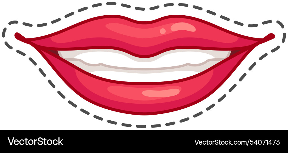 Bright red lips with white teeth smiling against Vector Image