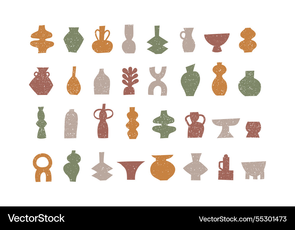 Ceramic Vases & Shapes - Grunge Style Vector Image