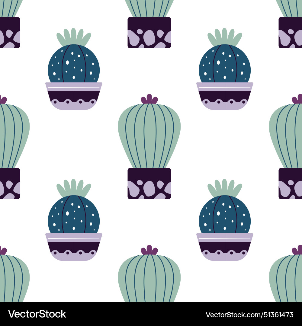 Cute cacti in boho style cactus seamless pattern Vector Image