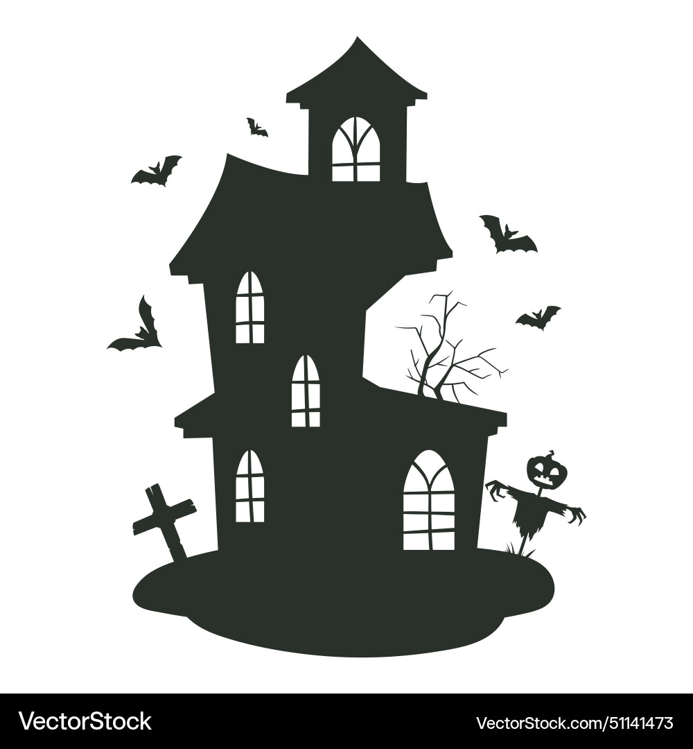 Halloween haunted house creepy ghost Royalty Free Vector