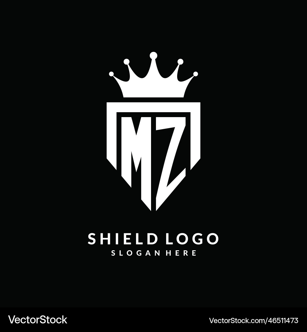 Letter mz logo monogram emblem style with crown Vector Image