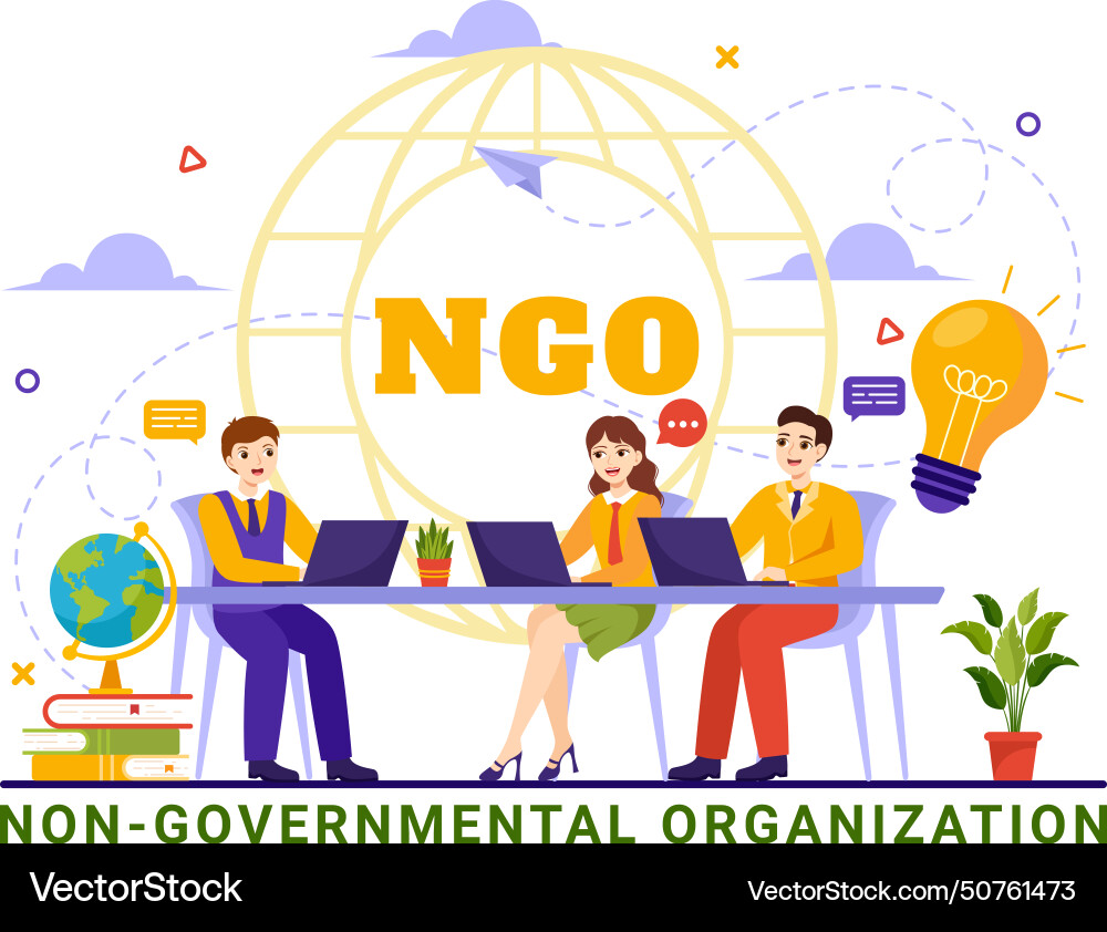 Ngo or non-governmental organization to serve Vector Image