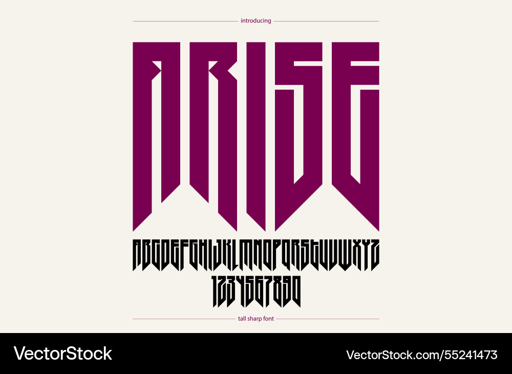 Sharp and bold display condensed font for logos Vector Image