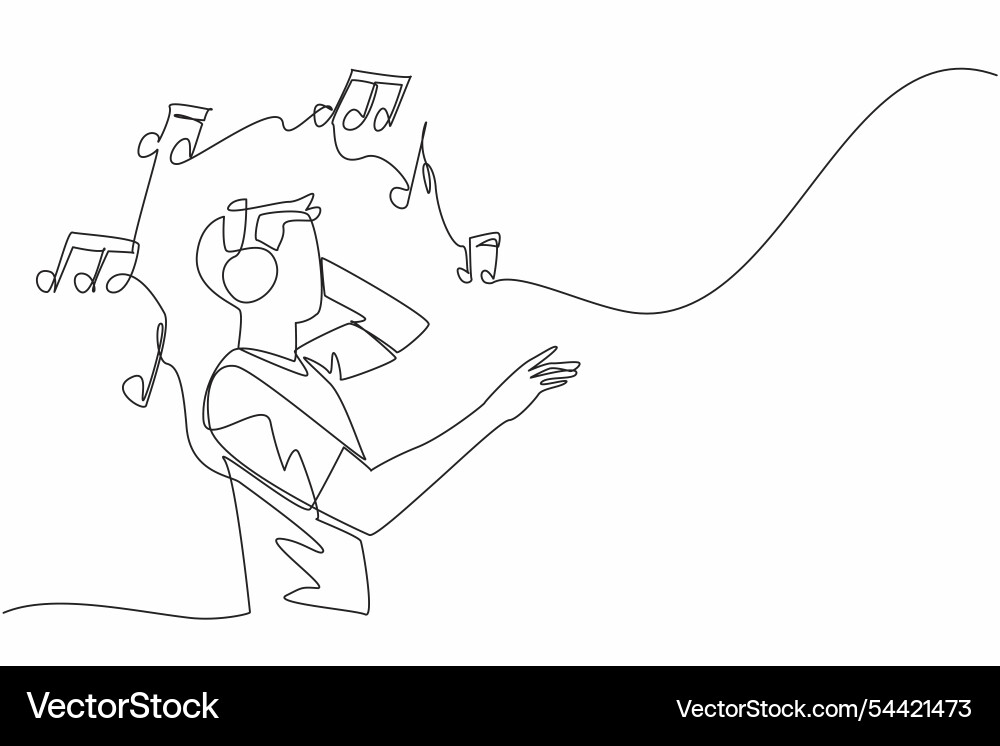 Single continuous line drawing man wearing Vector Image