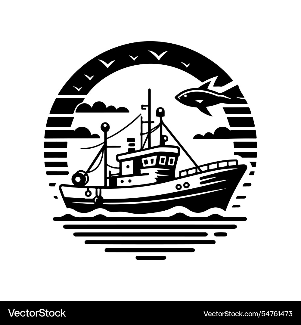 Trawler silhouette svg ideal for maritime Vector Image