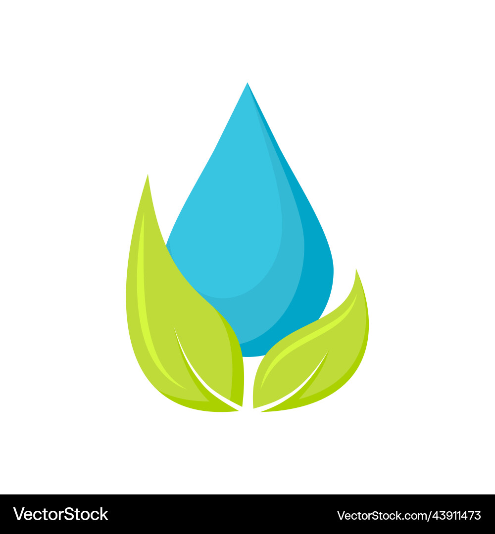 Water drop green leaf purification logo flat Vector Image