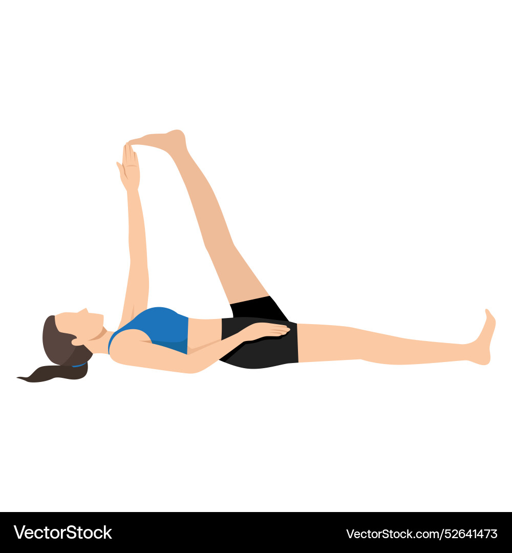 Woman doing reclining hero pose saddle Royalty Free Vector