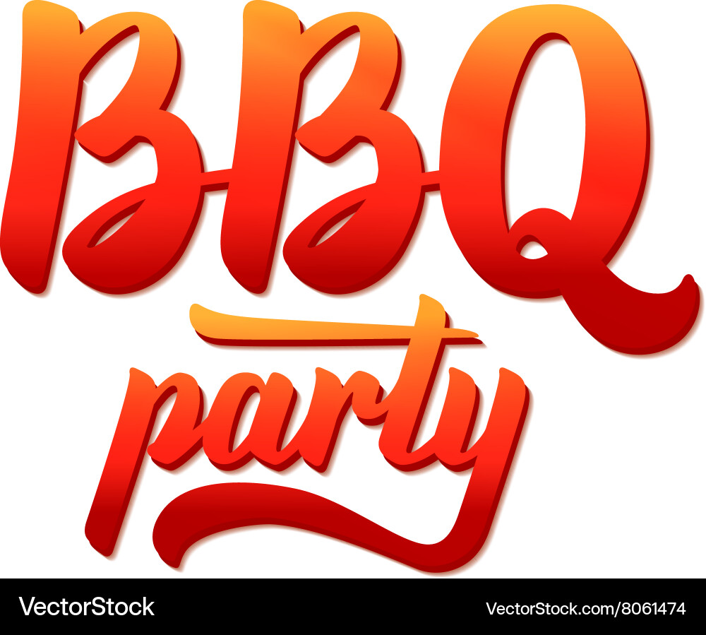 Bbq party logo barbecue text lettering label Vector Image