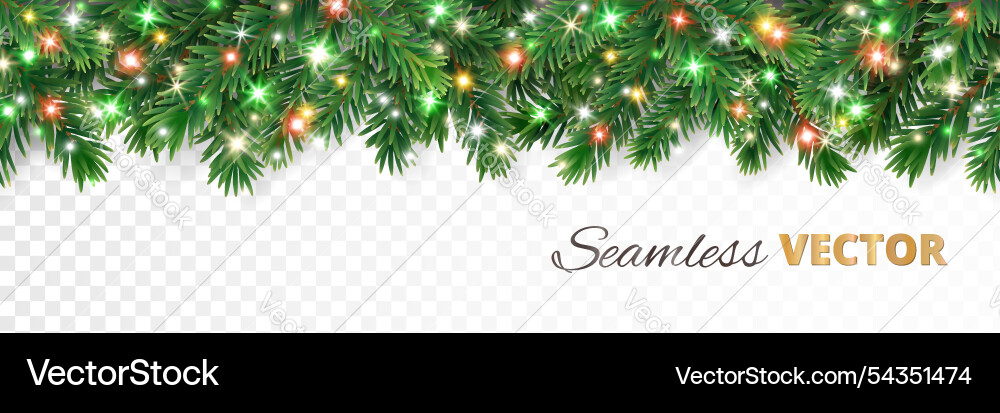 Christmas tree seamless garland with glowing Vector Image