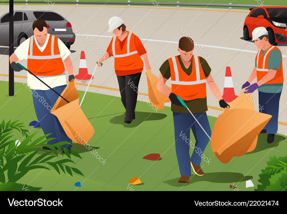 Community Roadside Cleanup Royalty Free Vector Image