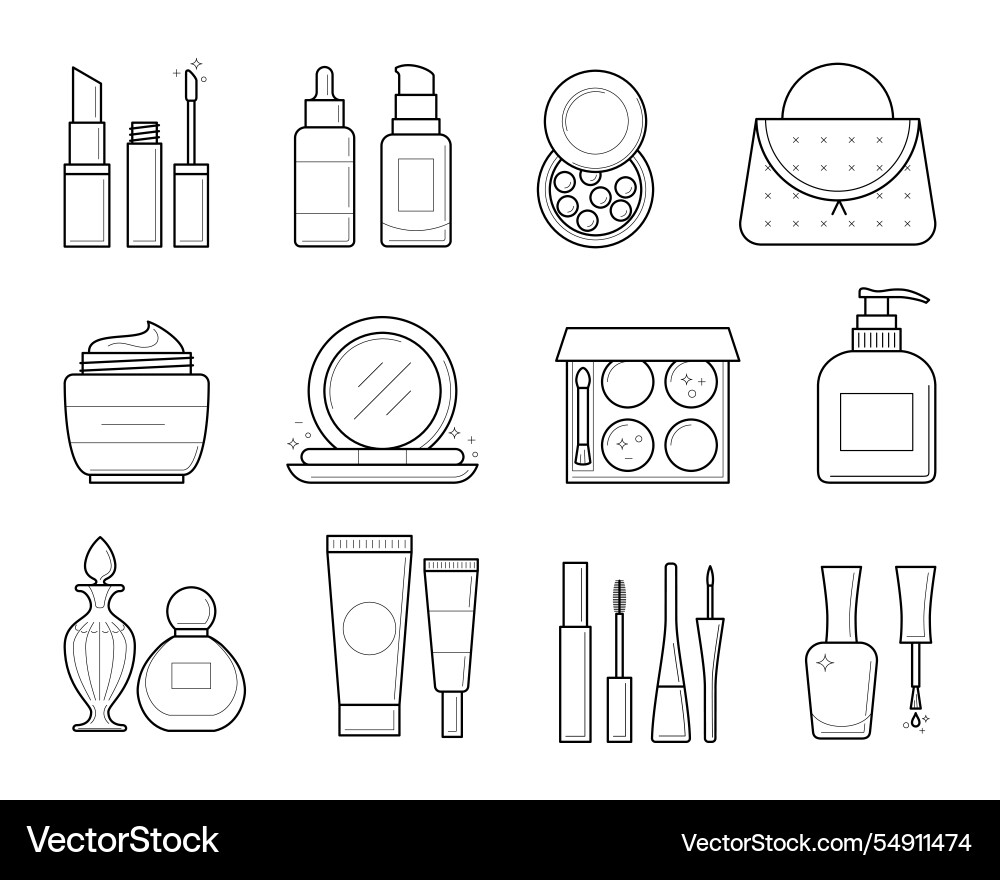 Icons of makeup tools Royalty Free Vector Image