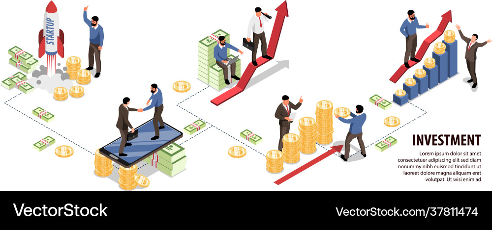 Investment isometric infographics Royalty Free Vector Image