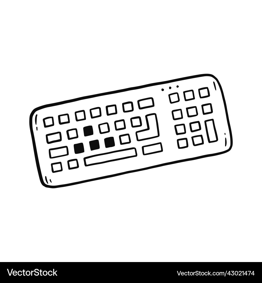 Keyboard hand drawn doodle element sketch line Vector Image