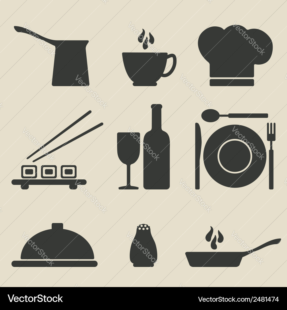Kitchen Cooking Icons Set Royalty Free Vector Image